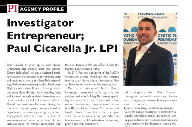 Paul Cicarella Profiled in PI Magazine